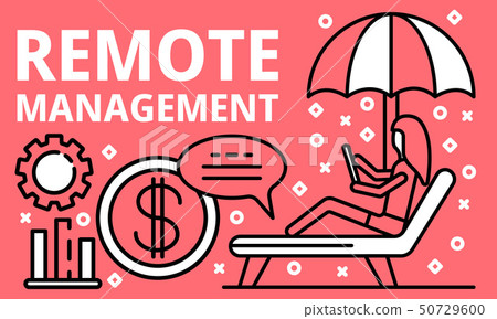 Remote management banner, outline style - Stock Illustration [50729600 ...