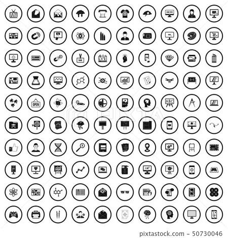 100 data visualization icons set, simple style - Stock Illustration ...
