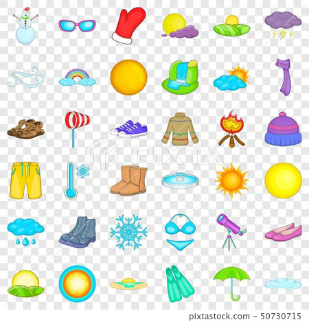 Cold weather icons set, cartoon style - Stock Illustration [50730715 ...