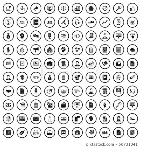 100 business operation icons set, simple style - Stock Illustration ...