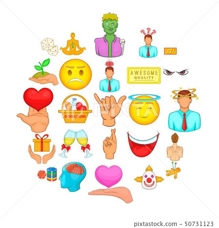 Cheerful icons set, cartoon style - Stock Illustration [50731123] - PIXTA