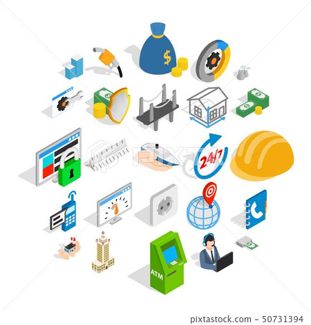Trading house icons set, isometric style - Stock Illustration [50731394 ...