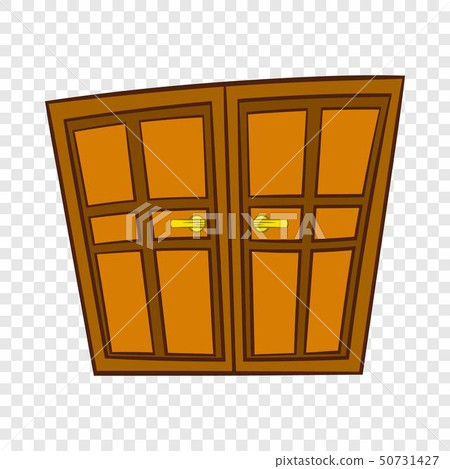 Wooden double doors icon, cartoon style - Stock Illustration [50731427 ...