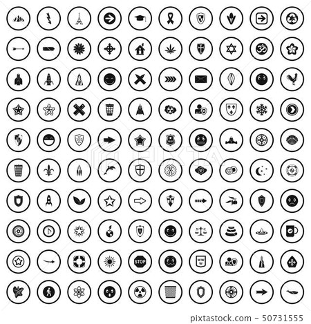 100 emblem icons set, simple style - Stock Illustration [50731555] - PIXTA
