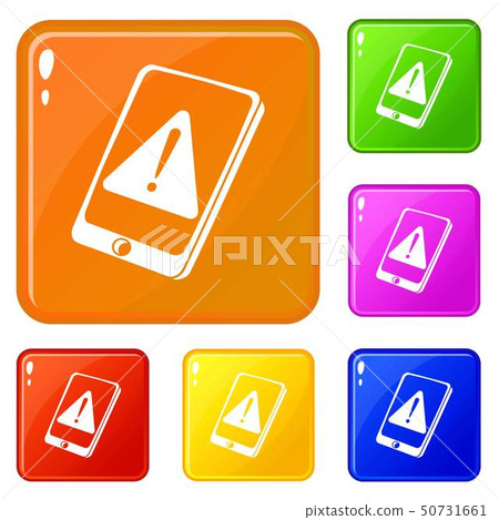 Warning smartphone icons set vector color - Stock Illustration ...