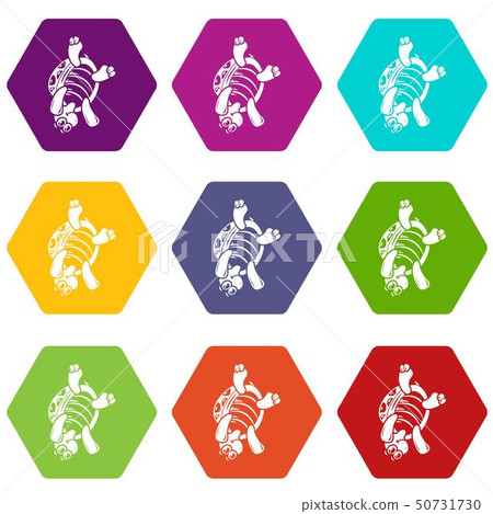Turtle on head icons set 9 vector - Stock Illustration [50731730] - PIXTA