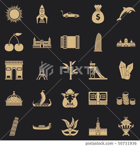 Exploring the world icons set, simple style - Stock Illustration ...