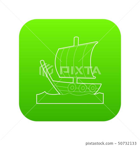 Sailing ship icon green vector - Stock Illustration [50732133] - PIXTA