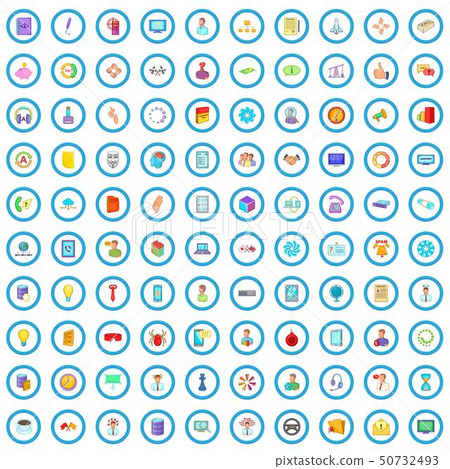 100 business process icons set, cartoon style - Stock Illustration ...