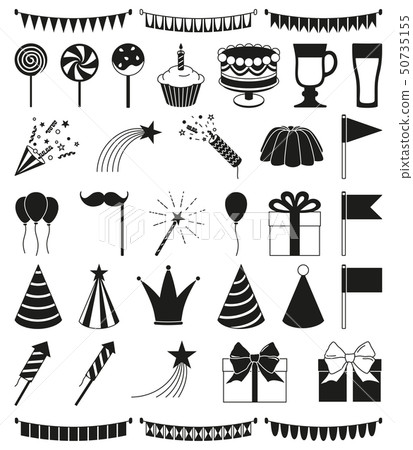 35 black and white party elements set - Stock Illustration [50735155 ...