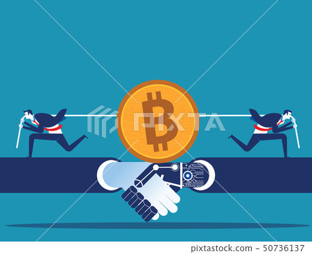 Cryptocurrency. Business people competition for - Stock Illustration ...