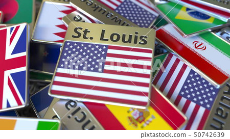 Souvenir magnet or badge with St. Louis text... - Stock Illustration ...