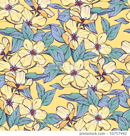 Seamless floral pattern with yellow flowers - Stock Illustration ...