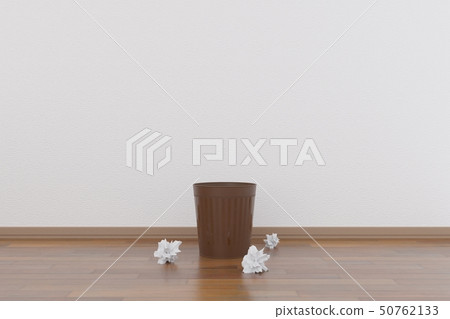 Waste paper dumped on the trash can and the floor - Stock Illustration ...