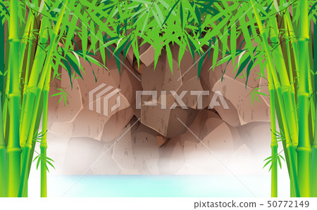landscape of hot spring in the bamboo forest - Stock Illustration ...