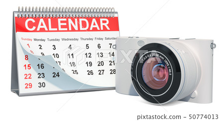 Desk calendar with white digital camera - Stock Illustration [50774013 ...