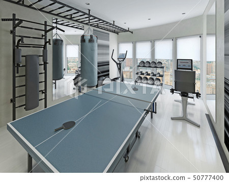 Tennis table in spacious gym - Stock Illustration [50777400] - PIXTA