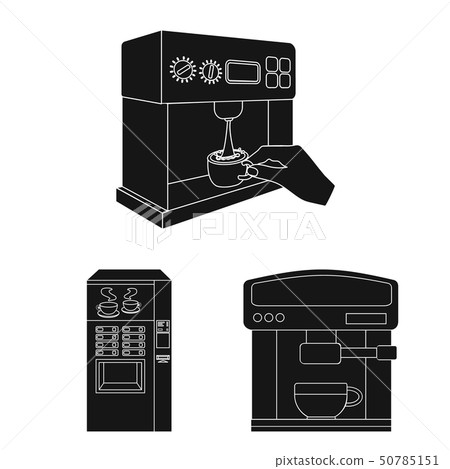 Isolated object of coffee and machine sign. Set... - Stock Illustration ...