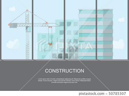 site work process under construction with cranes - Stock Illustration ...