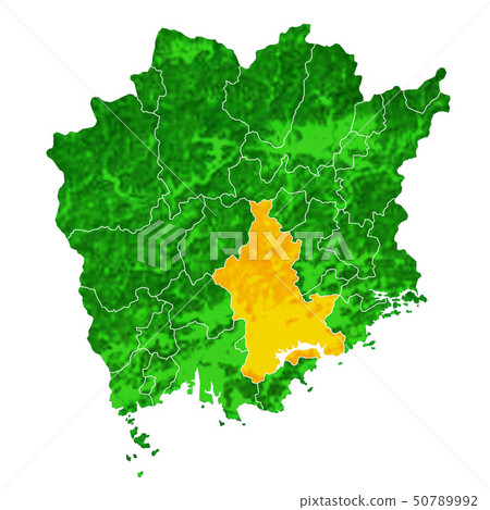 Okayama Prefecture and Okayama City Map - Stock Illustration [50789992 ...