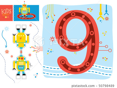 Learn how to write number 9 for preschool kids - Stock Illustration ...
