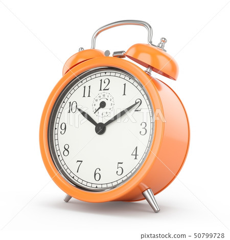 3D rendering orange alarm clock isolated on white - Stock Illustration ...