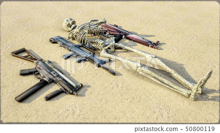 Human skeleton & guns - Stock Illustration [50800119] - PIXTA