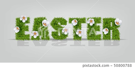 Easter green grass sign Vector realistic. - Stock Illustration ...