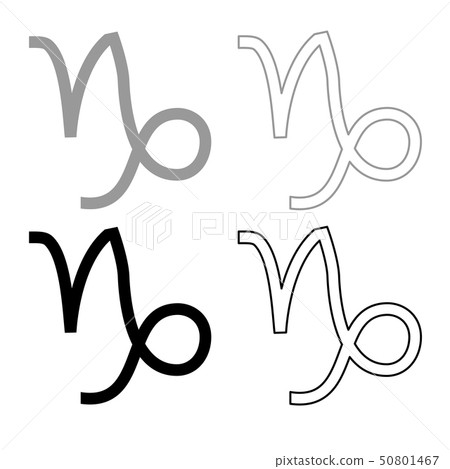 Capricorn symbol zodiac icon outline set grey - Stock Illustration ...