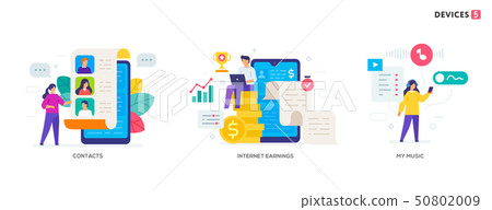 People use gadgets. set of icons, illustration - Stock Illustration ...