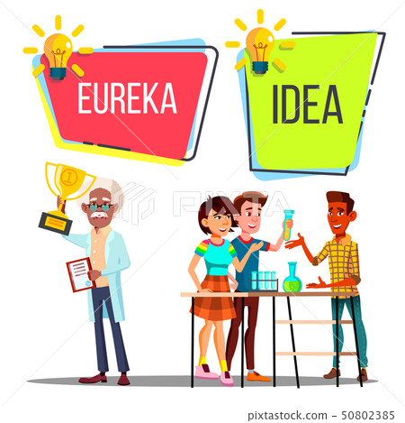 Characters Have Scientific Idea And Eureka Vector - Stock Illustration ...