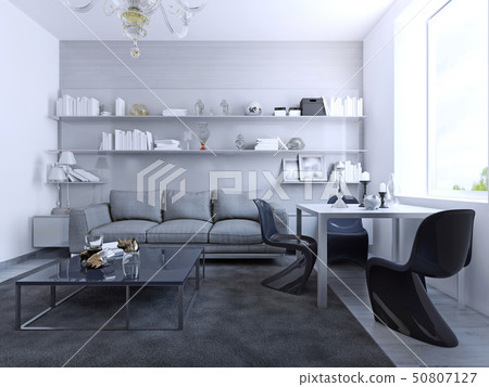 View of living room with dining table - Stock Illustration [50807127 ...