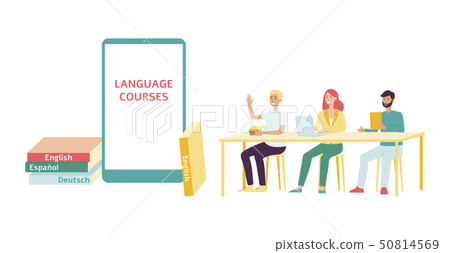 Training or foreign language courses template... - Stock Illustration ...