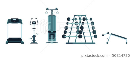 Gym exercise equipment for workout vector... - Stock Illustration ...