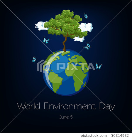 World Environment Day poster with on dark blue... - Stock Illustration ...