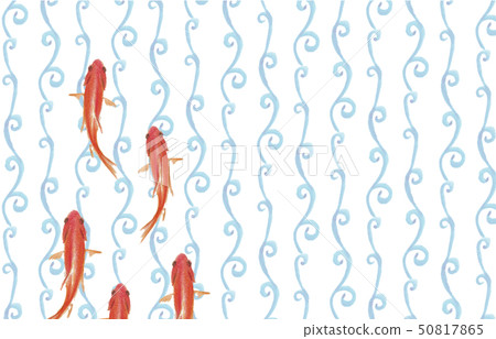 Goldfish wave side post card - Stock Illustration [50817865] - PIXTA