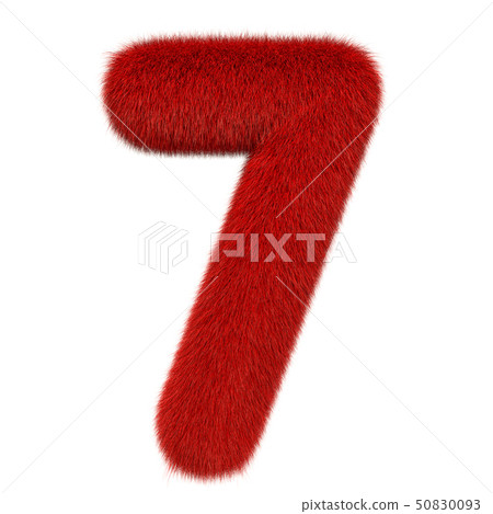 Colored, fluffy, hairy number 7. 3D rendering - Stock Illustration ...