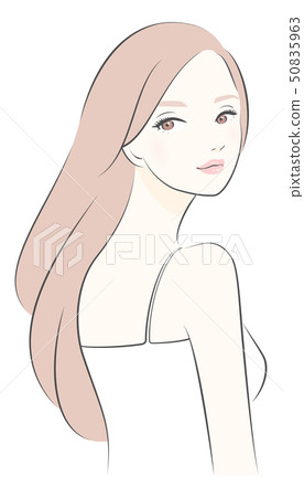 A woman looking back - Stock Illustration [50835963] - PIXTA
