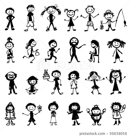 Set of 24 drawing people's for your design - Stock Illustration ...