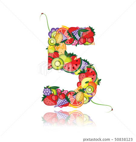 Number five made from fruits. See others in my... - Stock Illustration ...