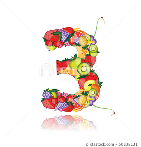 Number three made from fruits. See others in my... - Stock Illustration ...