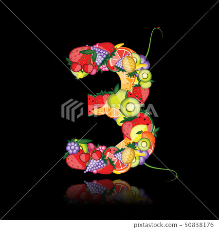 Number three made from fruits. See others in my... - Stock Illustration ...
