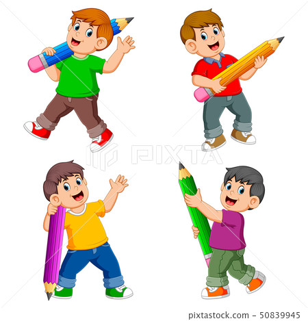 Child Holding Pencil Clipart Image
