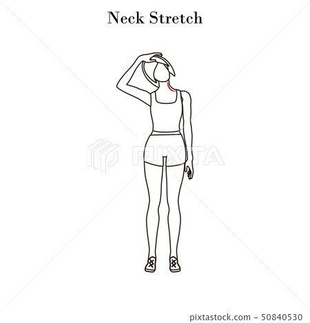 Neck stretch exercise outline - Stock Illustration [50840530] - PIXTA