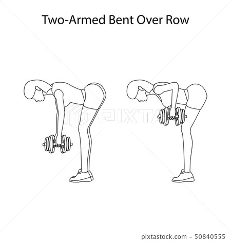 Two armed bent over row exercise outline - Stock Illustration [50840555 ...