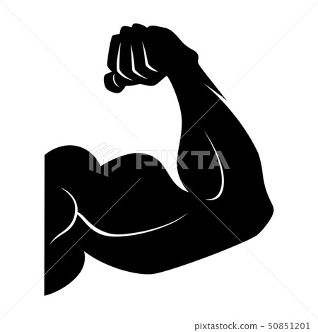 Power lifting symbol. Muscle arm. Black vector... - Stock Illustration ...