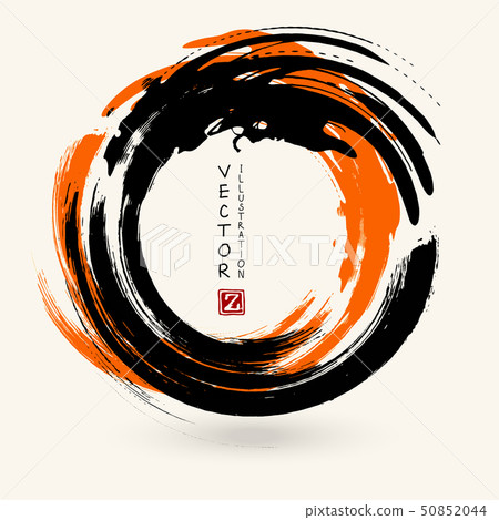 Black and orange ink round stroke-插圖素材 [50852044] - PIXTA圖庫