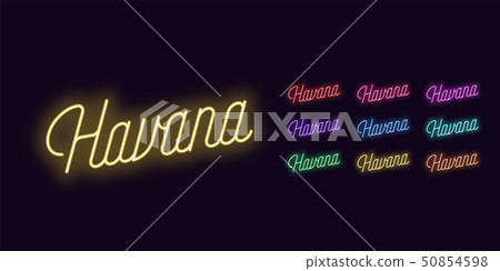 Neon lettering of Havana name. Neon glowing text - Stock Illustration ...