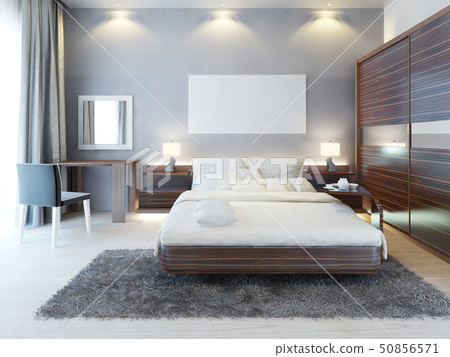 Front view of the bedroom in a modern style. - Stock Illustration ...