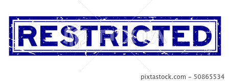 Grunge blue restricted word square rubber stamp - Stock Illustration ...